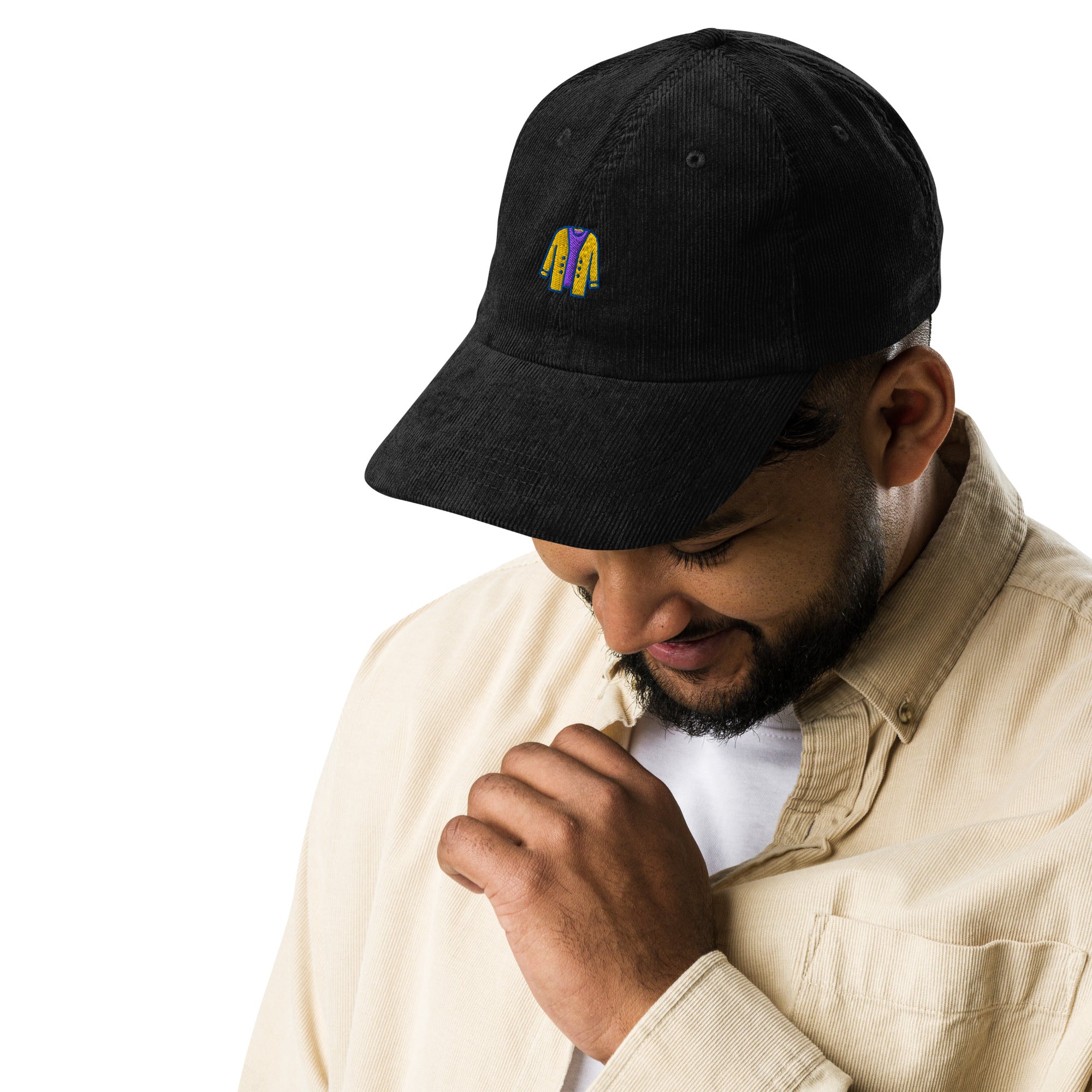 Corduroy cap Yellow/Purple Cardigan – The White Wail